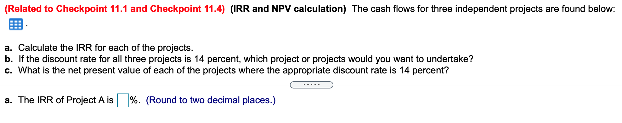 Solved (Related to Checkpoint 11.1 and Checkpoint 11.4) (IRR | Chegg.com