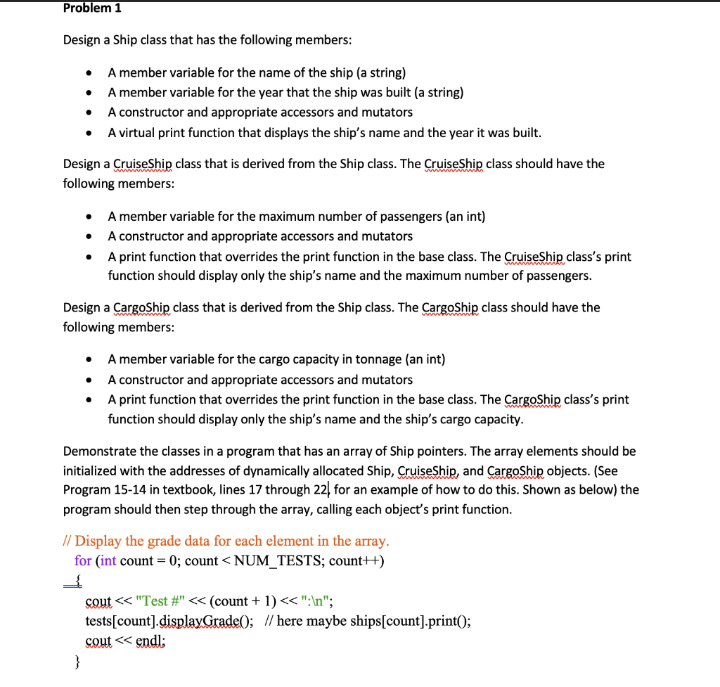 Solved Design a Ship class that has the following members: - | Chegg.com