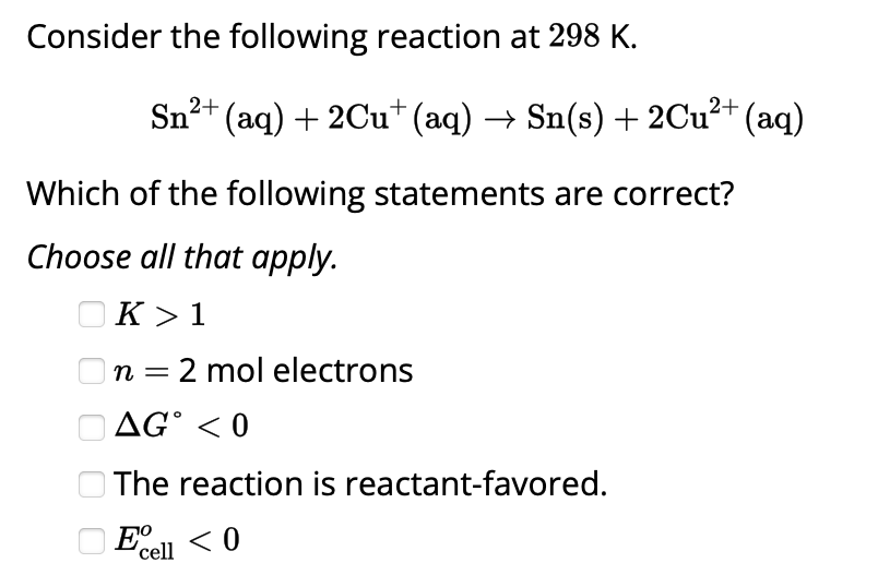 Solved Consider the following reaction at 298 K. | Chegg.com