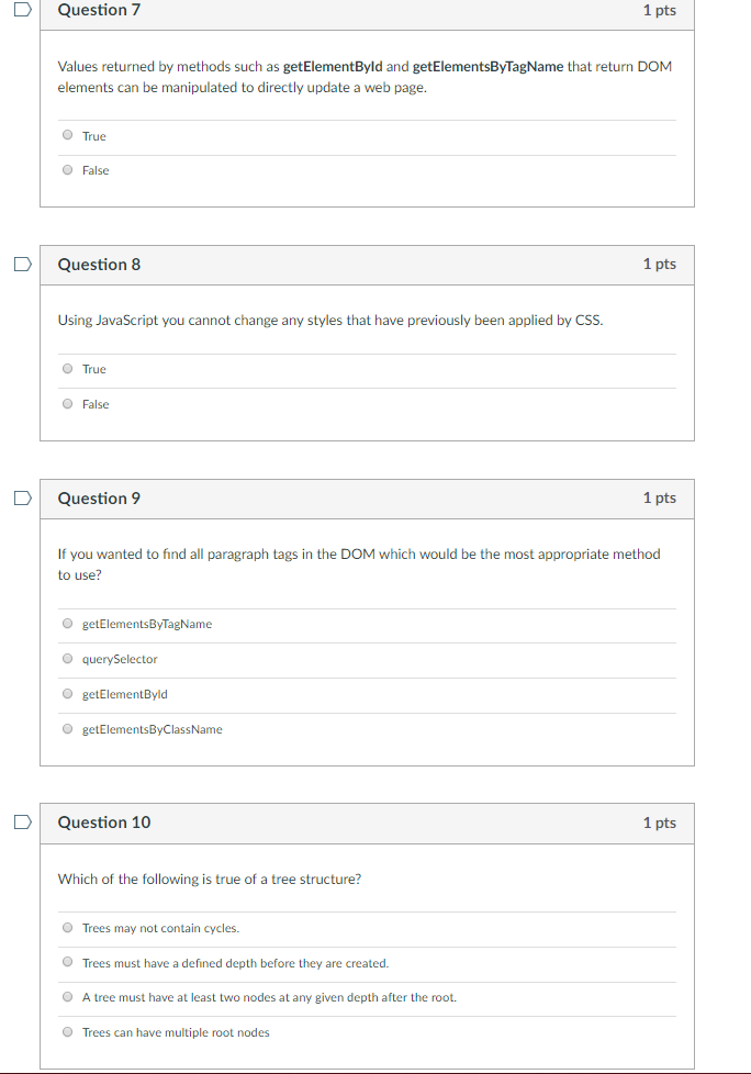 Solved D Question 1 1 pts If accessing DOM nodes using | Chegg.com