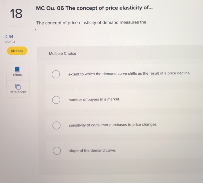 Solved MC Qu. 04 The price elasticity of demand is | Chegg.com