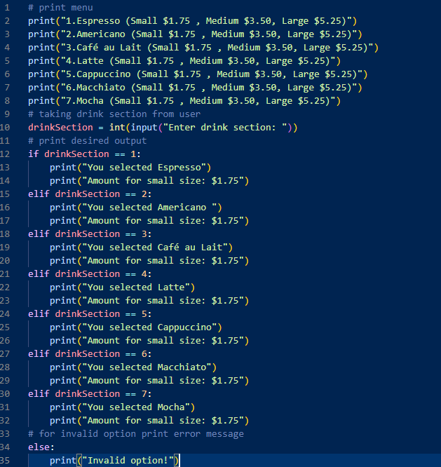 Solved def main(): \# Set the price of the coffee | Chegg.com