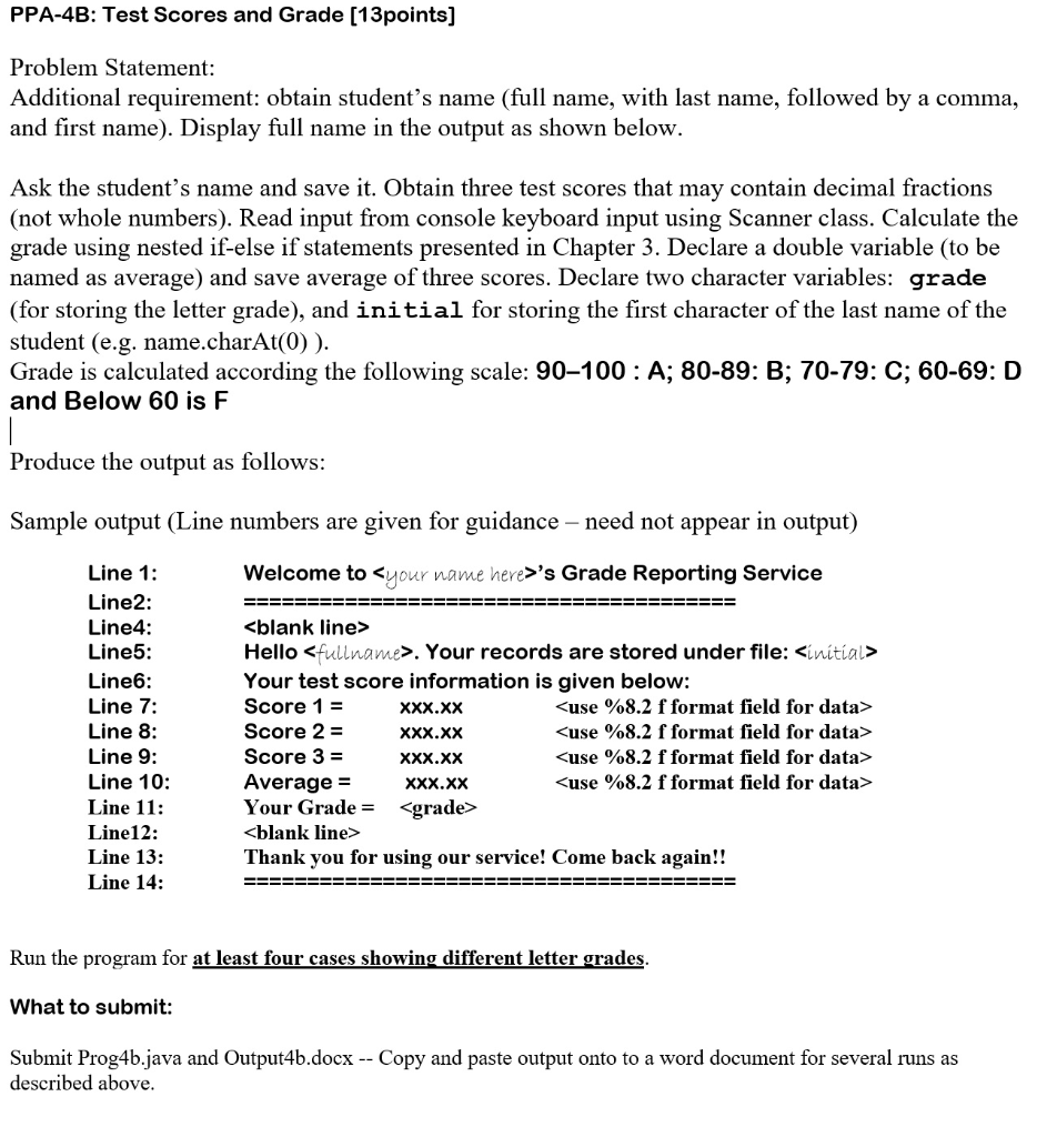 Solved PPA-4B: Test Scores and Grade [13points] Problem | Chegg.com