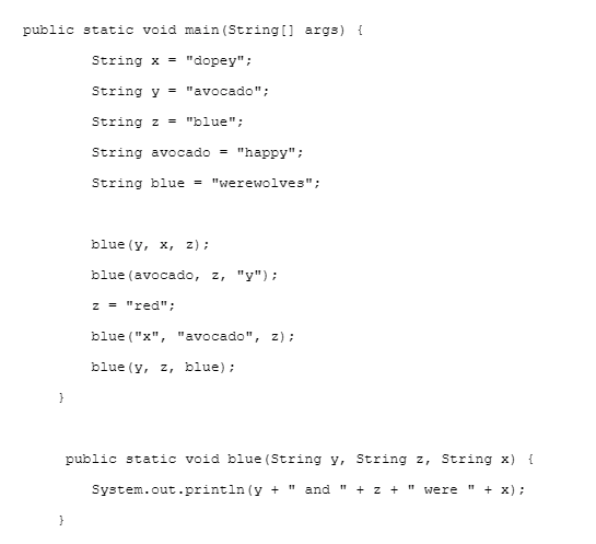 Solved public static void main(String[] args) { String x = | Chegg.com