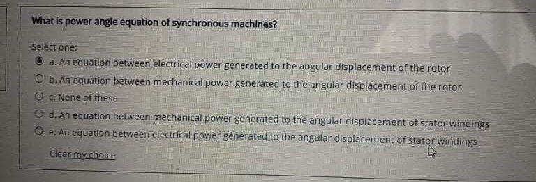 Solved What is power angle equation of synchronous machines? | Chegg.com