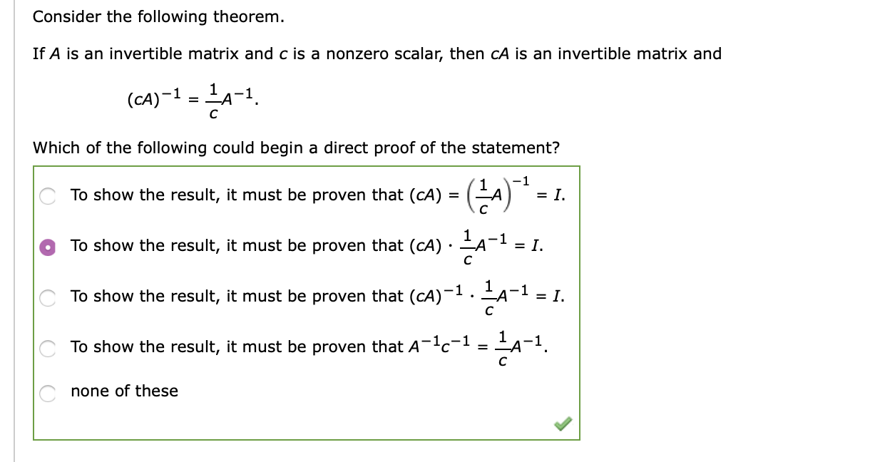 Solved Consider the following theorem. If A is an invertible | Chegg.com