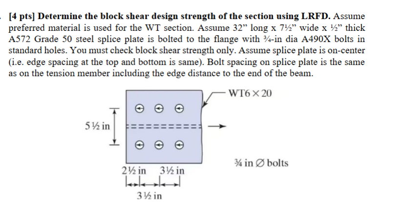 Solved Determine the block shear design strength of the | Chegg.com