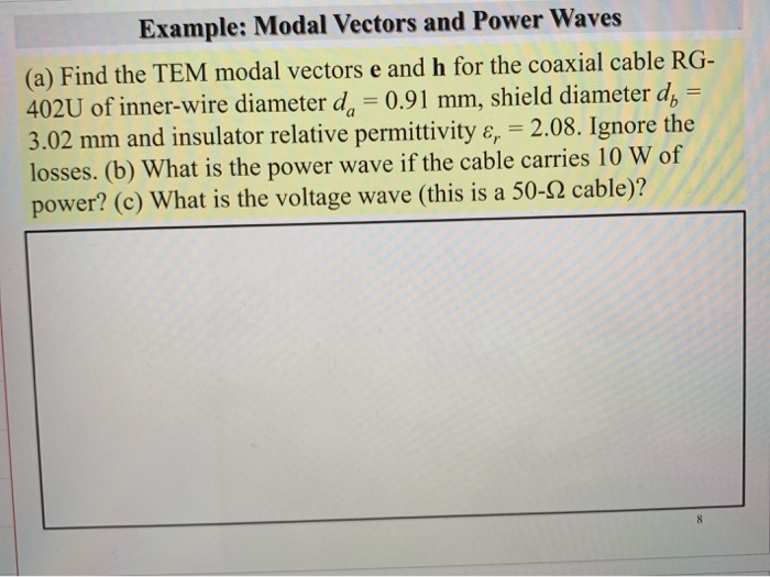 Solved Example: Modal Vectors and Power Waves (a) Find the | Chegg.com