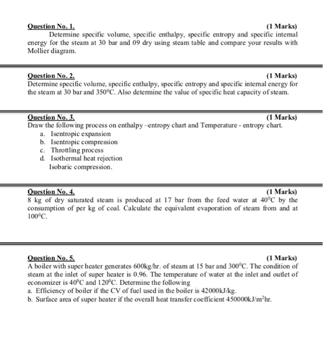 Solved (1 Marks) Determine specific volume, specific | Chegg.com