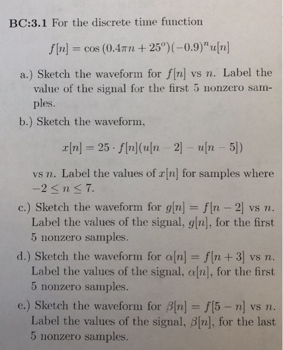Solved BC:3.1 For the discrete time function f[n] cos (0.4ти | Chegg.com