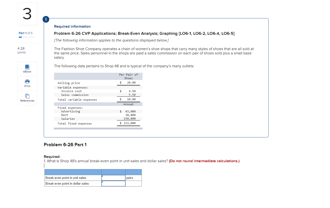 Solved Required information Problem 6-26 CVP Applications; | Chegg.com