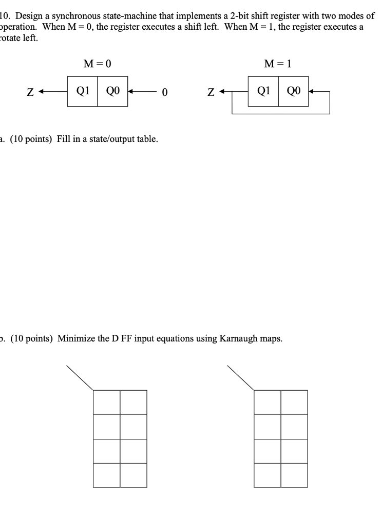 Solved 10. Design a synchronous state-machine that | Chegg.com