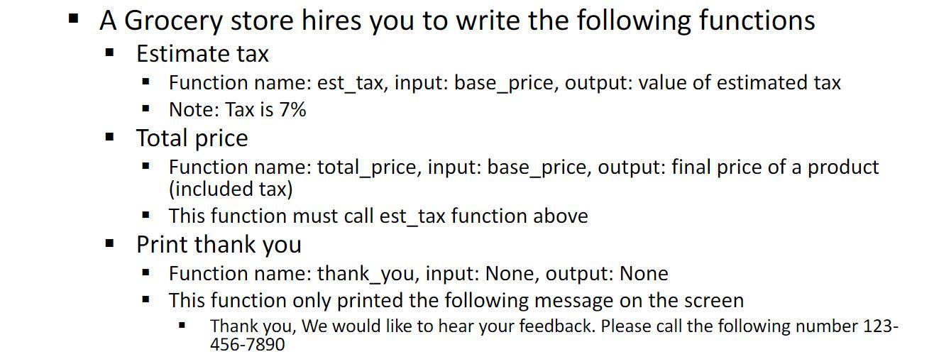 Solved A Grocery store hires you to write the following | Chegg.com