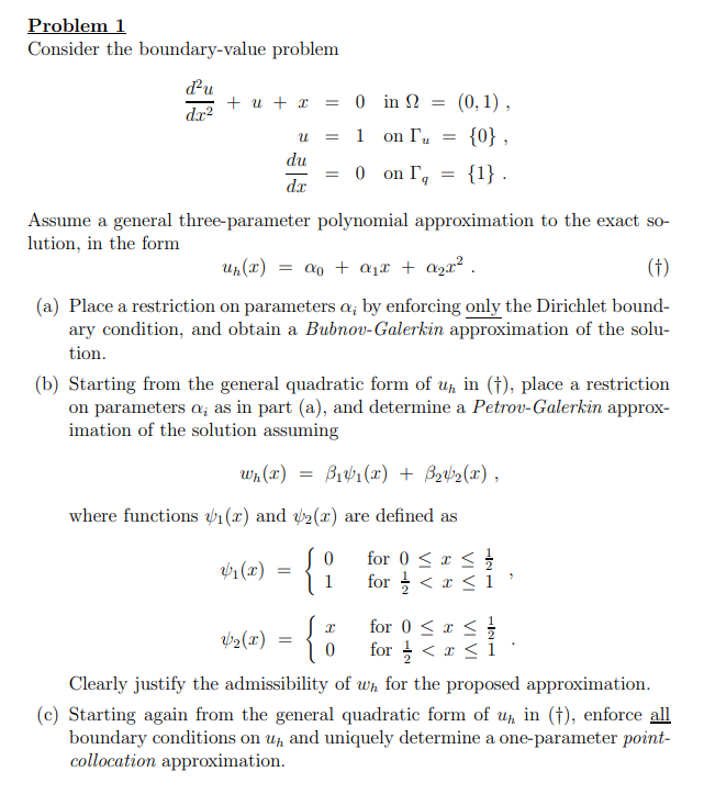 Problem 1 Consider the boundary-value problem | Chegg.com