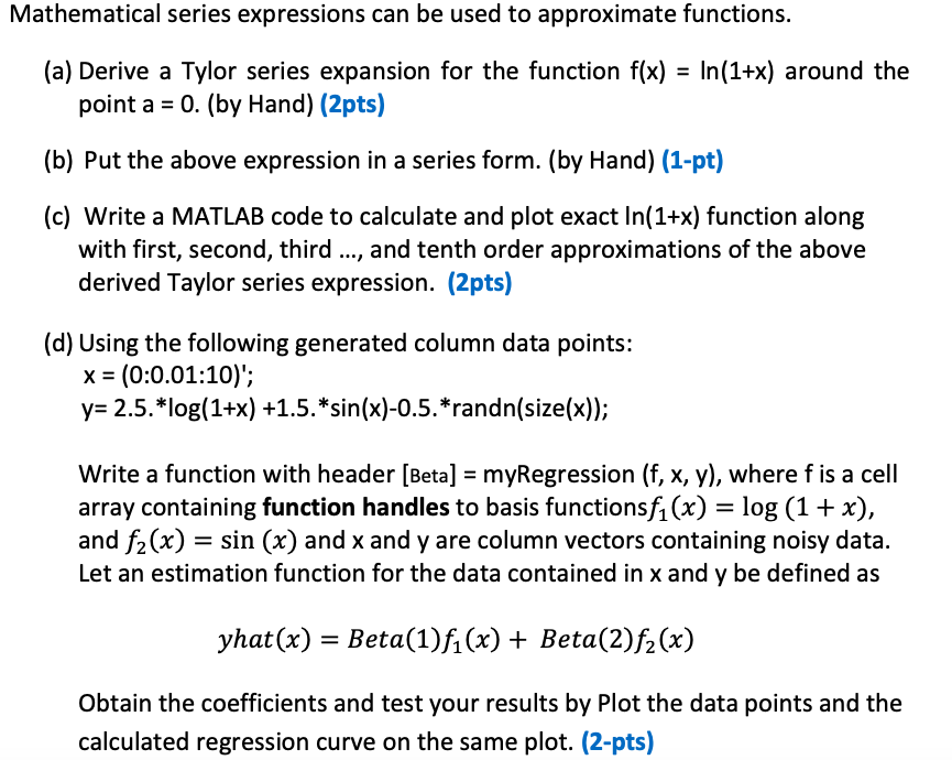 Mathematical series expressions can be used to | Chegg.com