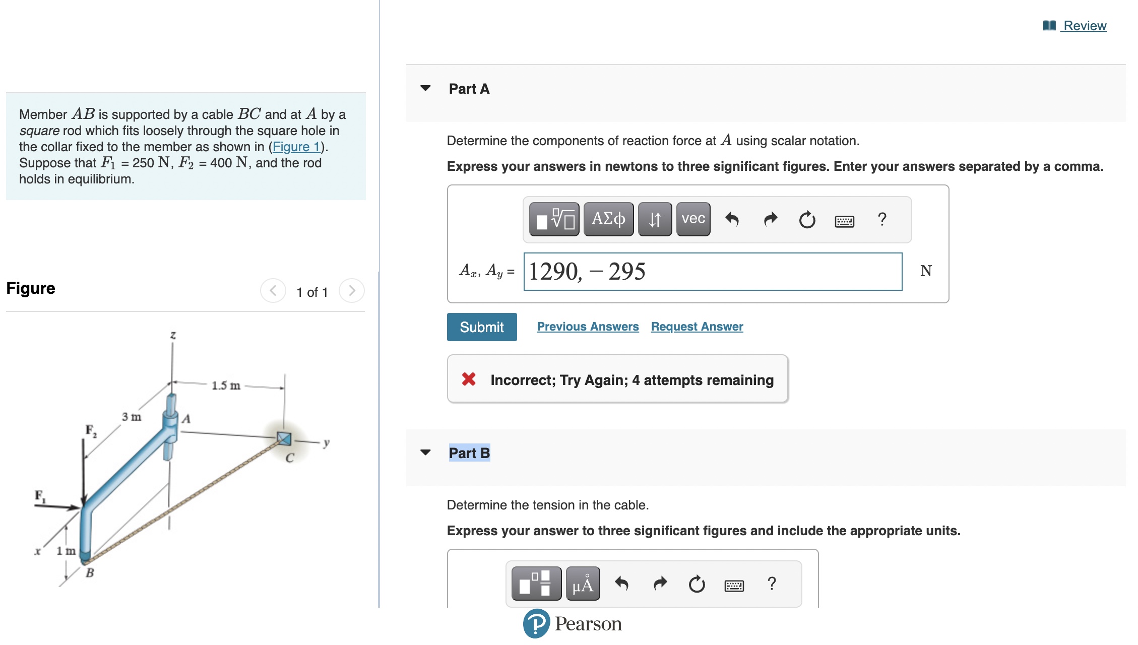 Solved Member AB is supported by a cable BC and at A by a | Chegg.com