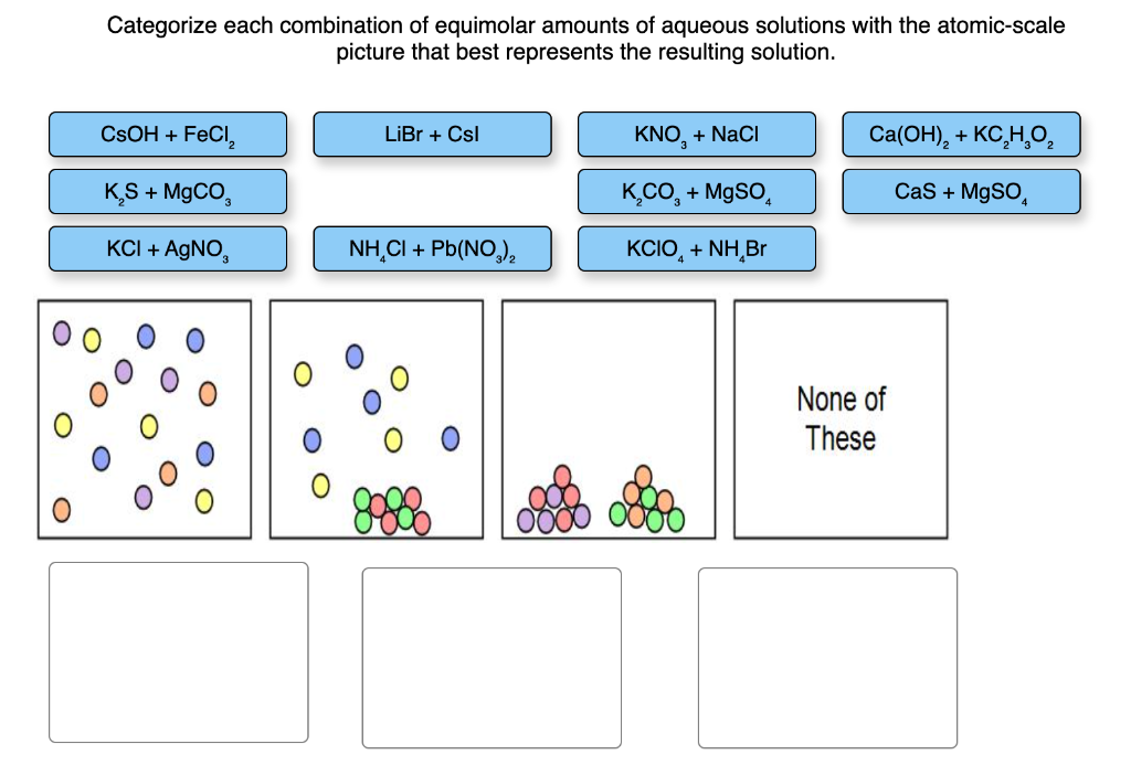 Categorize each combination of equimolar amounts of | Chegg.com