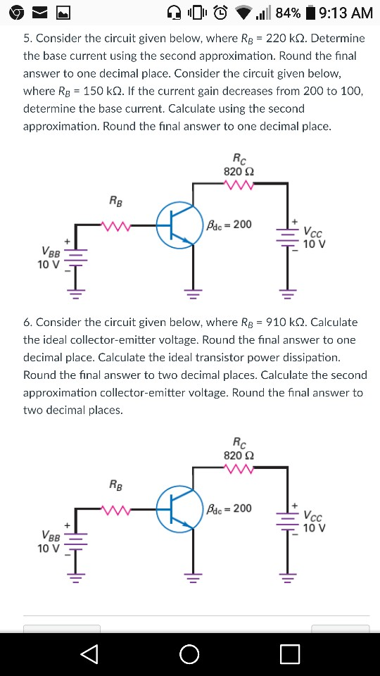 Solved 5. Consider the circuit given below, where RB 220 | Chegg.com