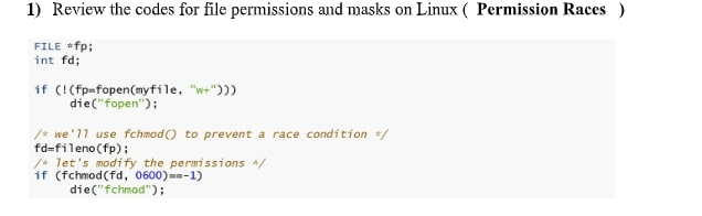 Solved 1) Review the codes for file permissions and masks on | Chegg.com