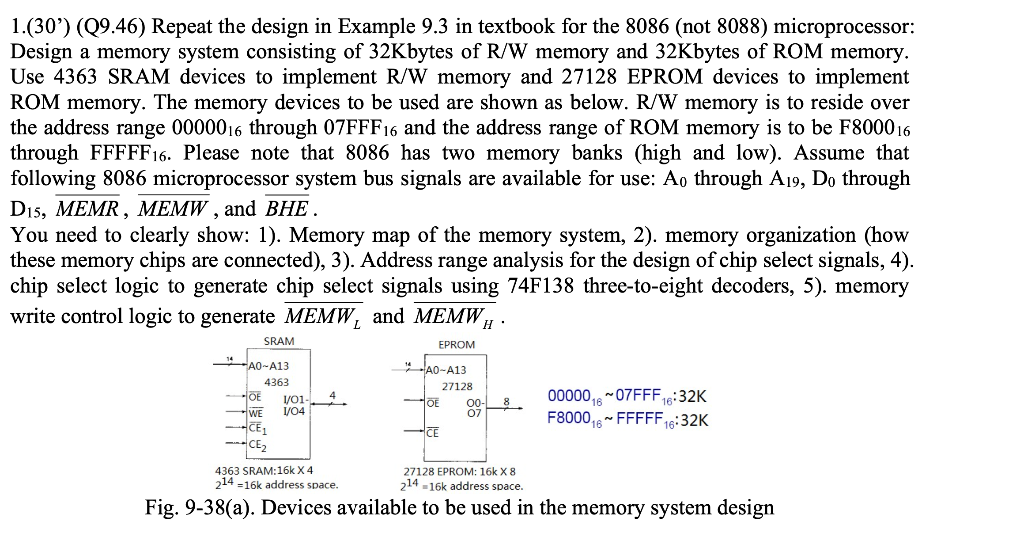 Solved 1.(30') (Q9.46) Repeat the design in Example 9.3 in | Chegg.com