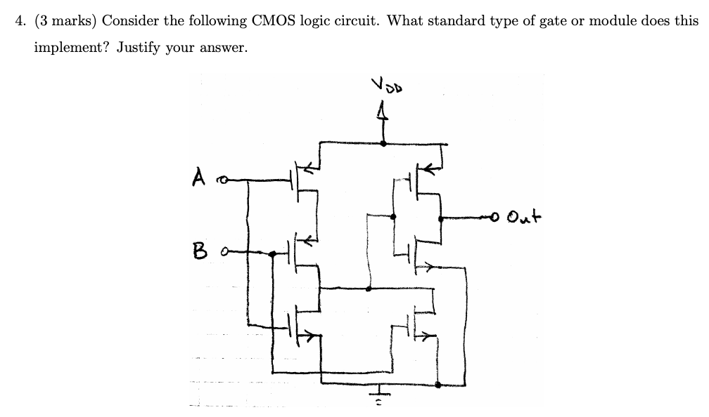 Solved 4. (3 marks) Consider the following CMOS logic | Chegg.com