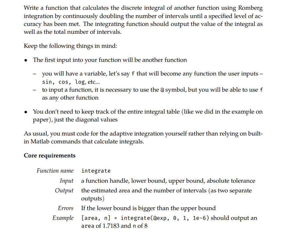 Solved Please write me a MATLAB code following above core | Chegg.com