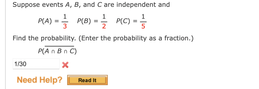 Solved Suppose events A,B, ﻿and C ﻿are independent | Chegg.com