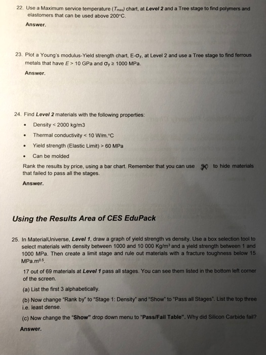 22. Use a Maximum service temperature (Tmax) chart, | Chegg.com