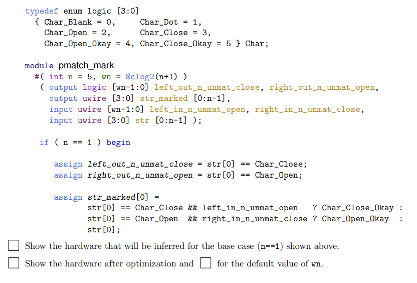 Solved a. ﻿Show the hardware that will be inferred for the | Chegg.com