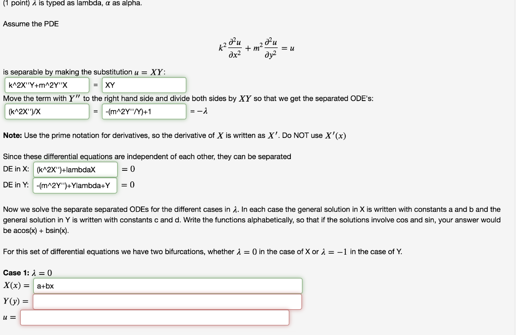 Solved (1 point) x is typed as lambda, a as alpha. Assume | Chegg.com