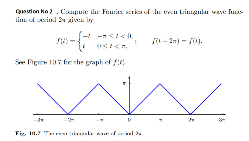 Solved Question No 2 . Compute the Fourier series of the | Chegg.com