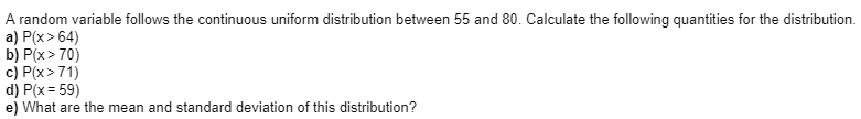 Solved A random variable follows the continuous uniform | Chegg.com