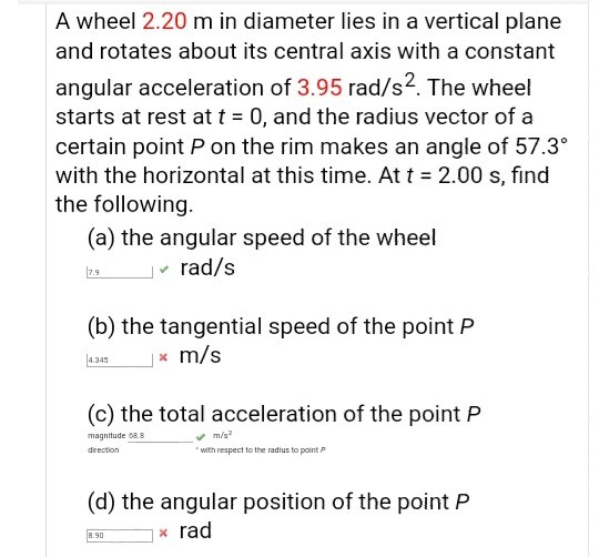 Solved the parts with red x's have been answered wrong by | Chegg.com
