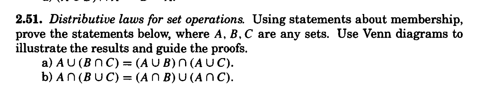 Solved 2.51. Distributive laws for set operations. Using | Chegg.com