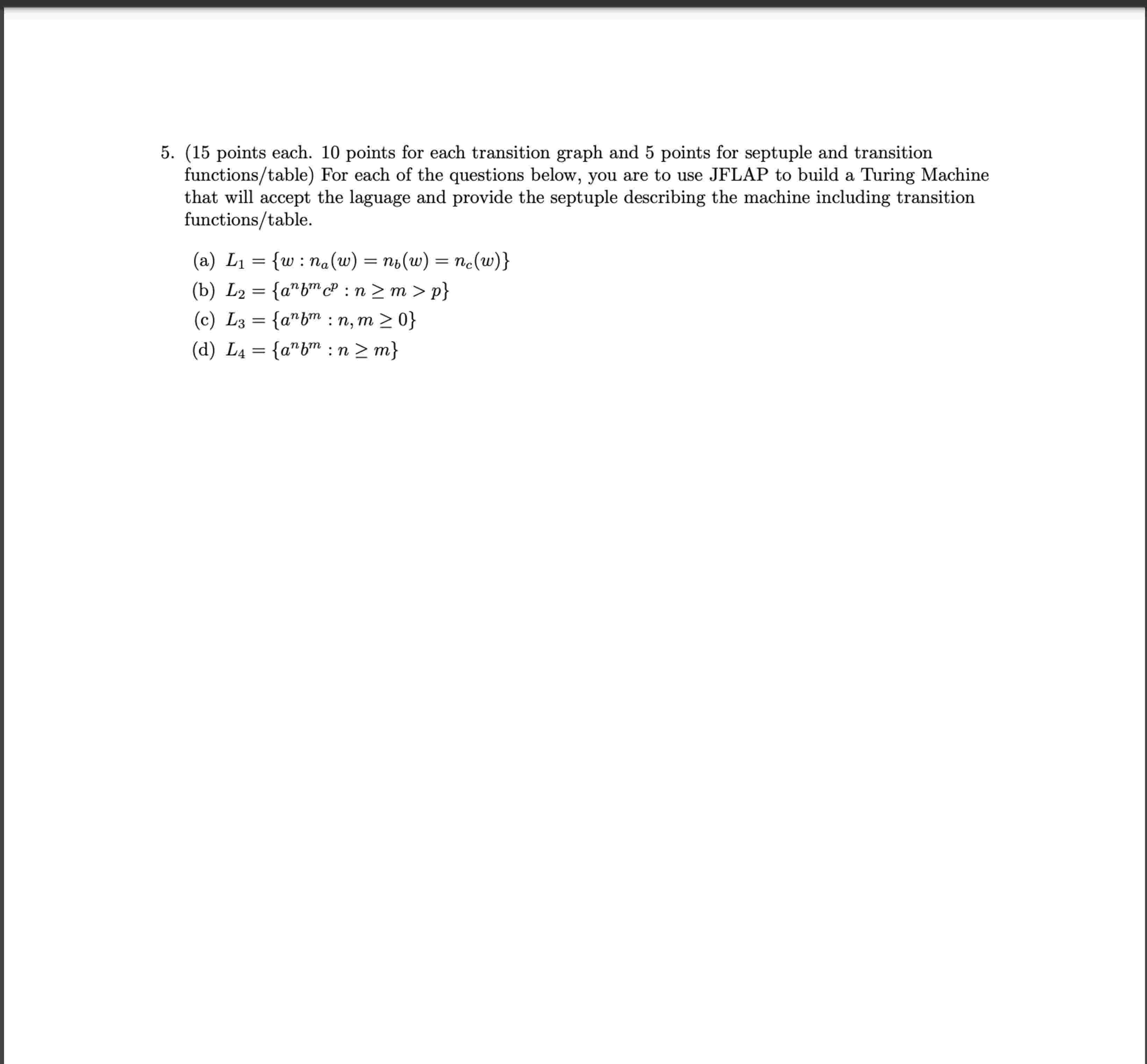 Solved For each of ﻿the questions below build a Turing | Chegg.com