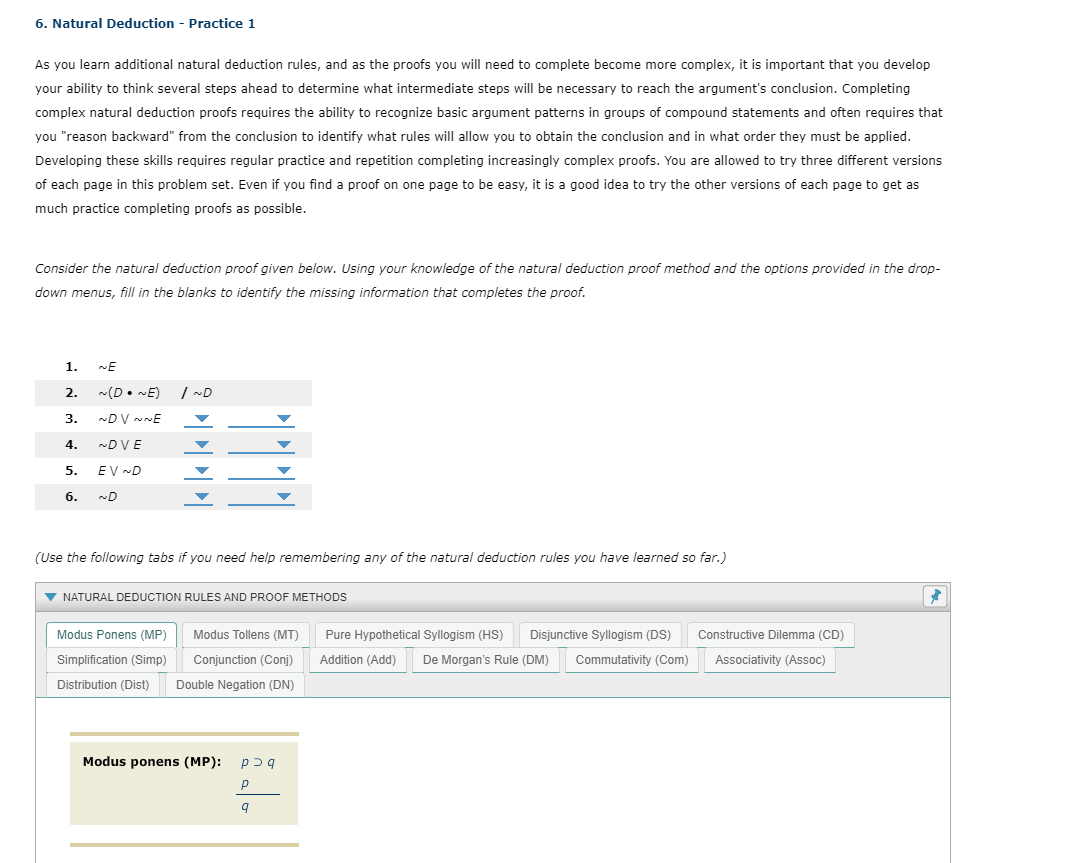6. Natural Deduction - Practice 1 As you learn | Chegg.com
