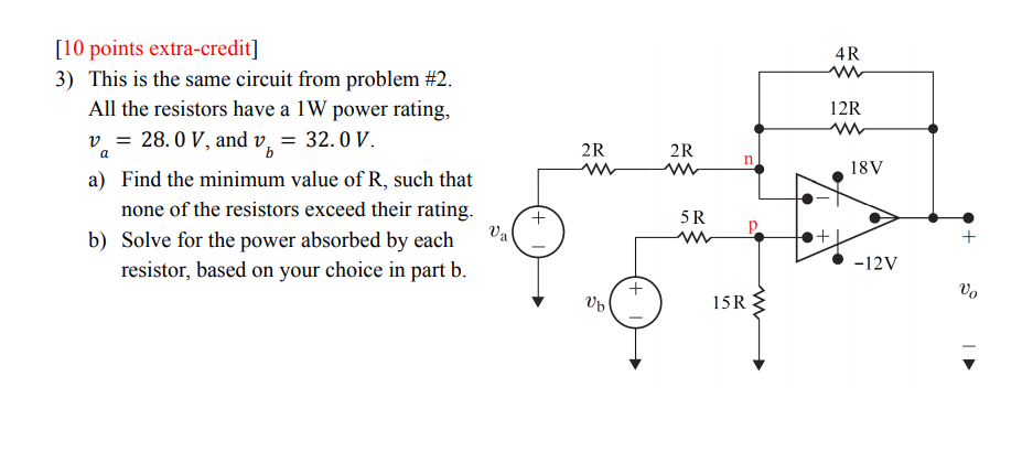 Solved 4R 12R 2R 2R [10 points extra-credit] 3) This is the | Chegg.com
