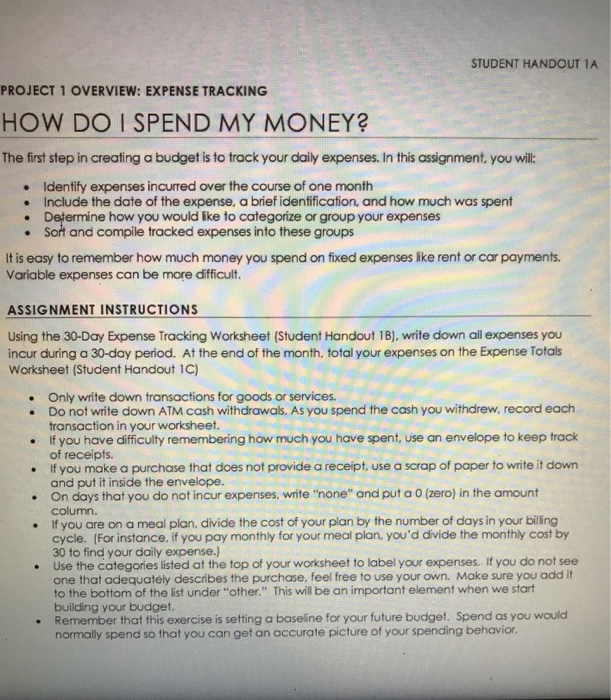 Solved STUDENT HANDOUT 1A PROJECT 1 OVERVIEW: EXPENSE | Chegg.com