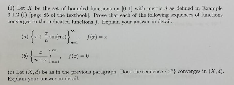 Solved (I) Let X be the set of bounded functions on [0,1] | Chegg.com