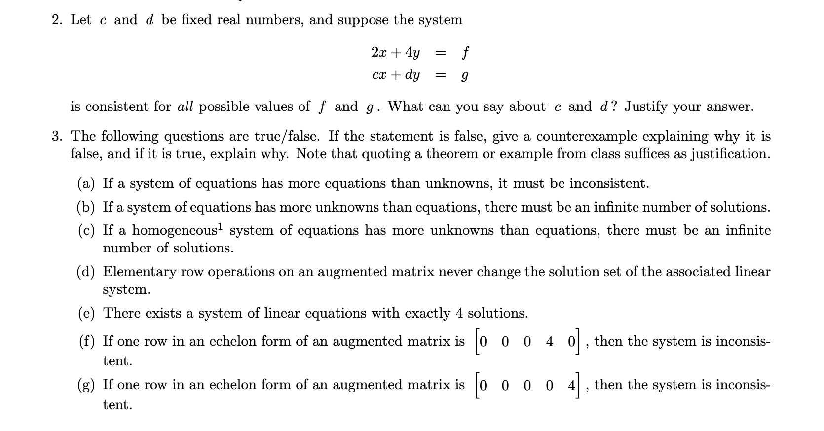 Solved 2. Let c and d be fixed real numbers, and suppose the | Chegg.com