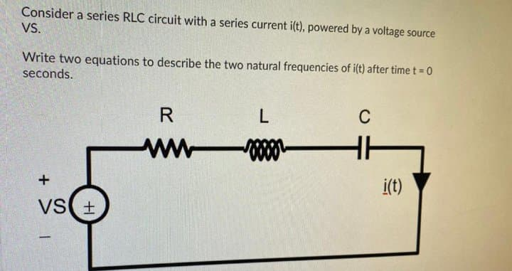 Solved Consider a series RLC circuit with a series current | Chegg.com