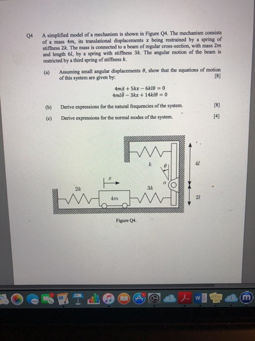 Solved A simplified model of a mechanism is shown in Figure | Chegg.com