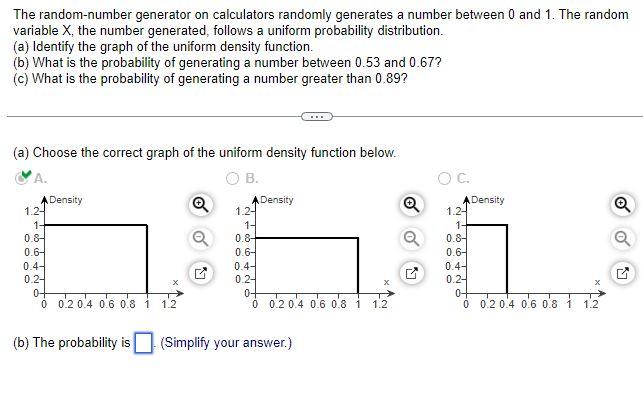 Solved The random-number generator on calculators randomly | Chegg.com