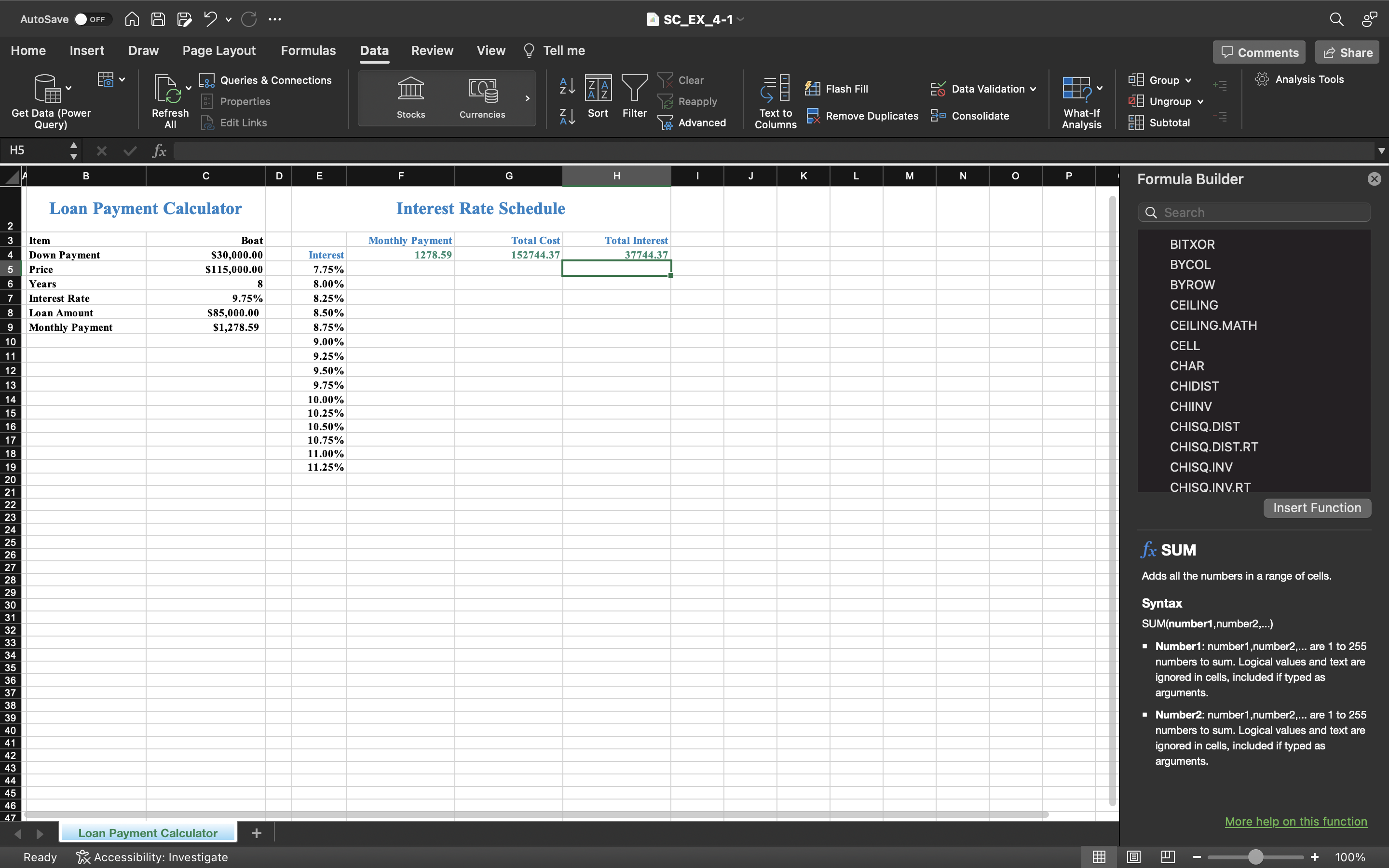 Solved On a excel document,Use the Data Table button in the | Chegg.com