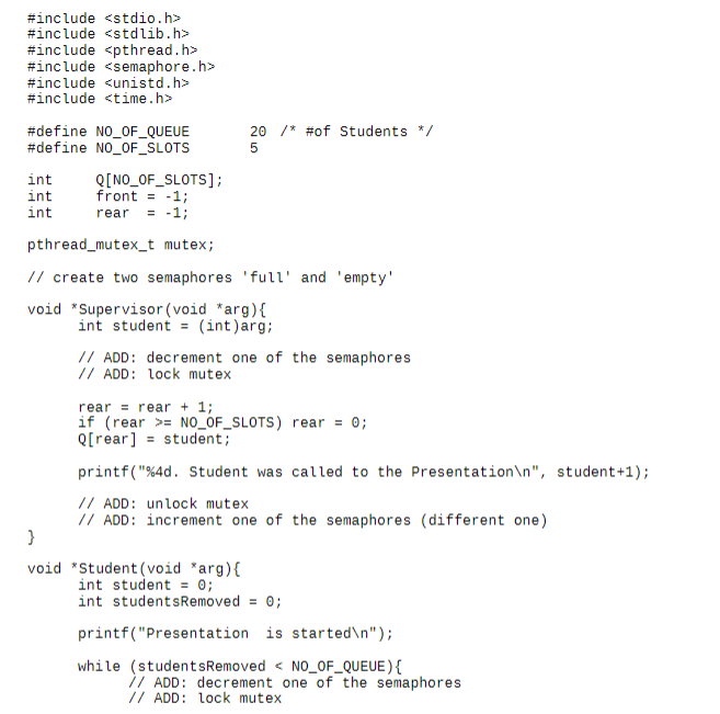 Write the program that simulate students presentation | Chegg.com