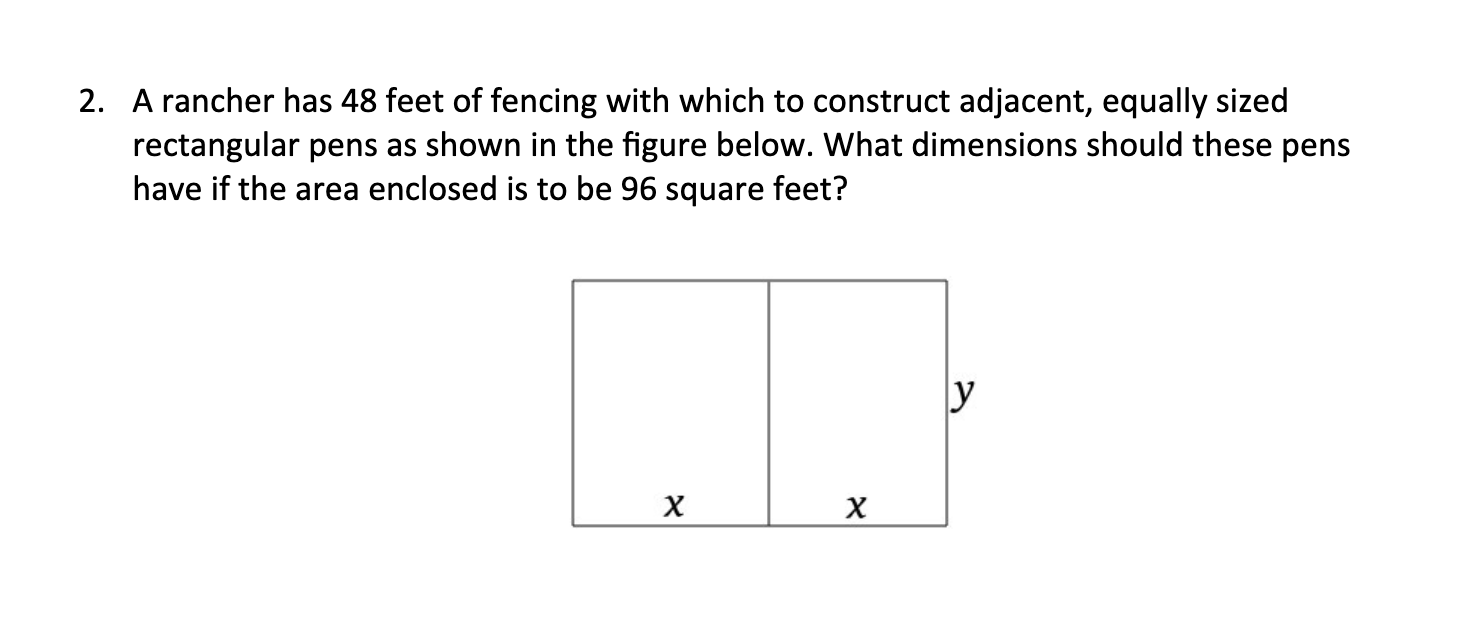 Solved A rancher has 48 ﻿feet of fencing with which to | Chegg.com