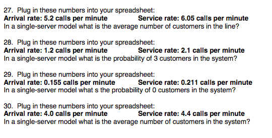 Solved 27. Plug in these numbers into your spreadsheet: | Chegg.com