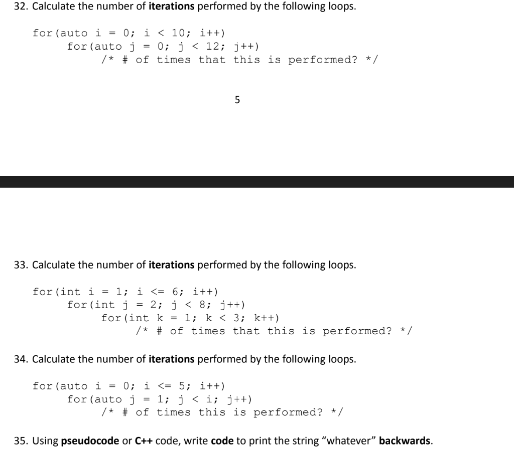 Solved 32. Calculate the number of iterations performed by | Chegg.com