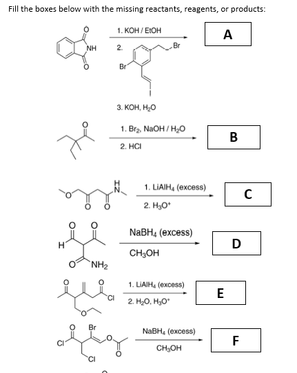 Solved Fill the boxes below with the missing reactants, | Chegg.com