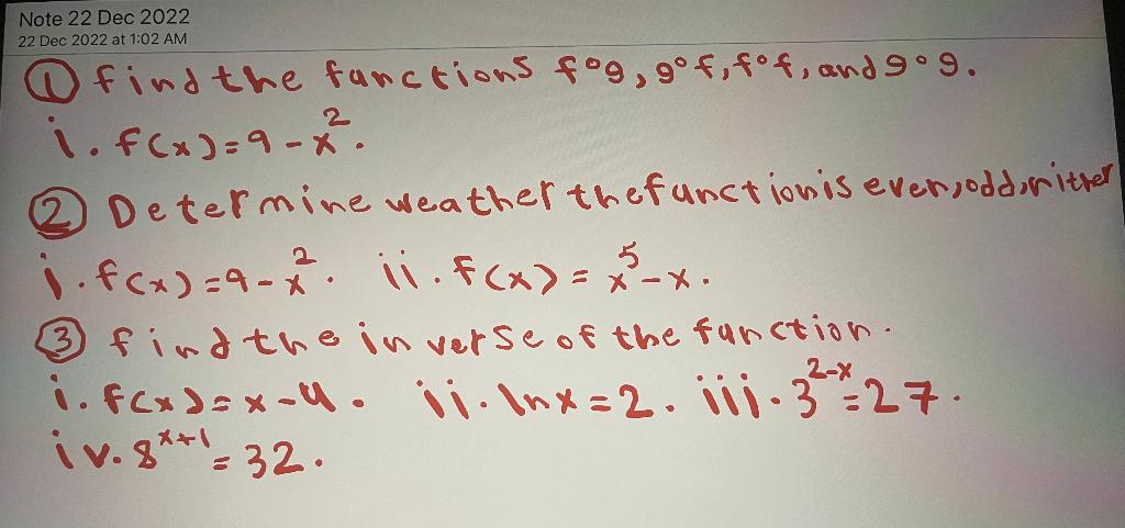 Solved (1) find the fanctions f∘9,9∘f,f∘ f, and 9∘9. 1. | Chegg.com
